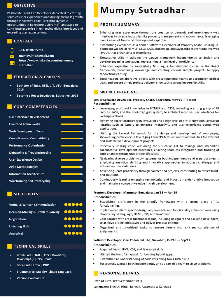 Mumpy Sutradhar's Resume | PDF | Web Development | Computing