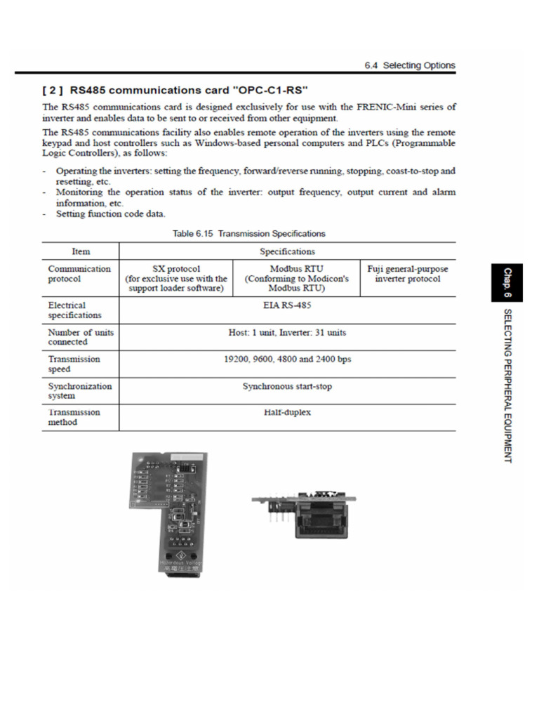 RS485 - RJ45 Fan Inverter Fuji | PDF