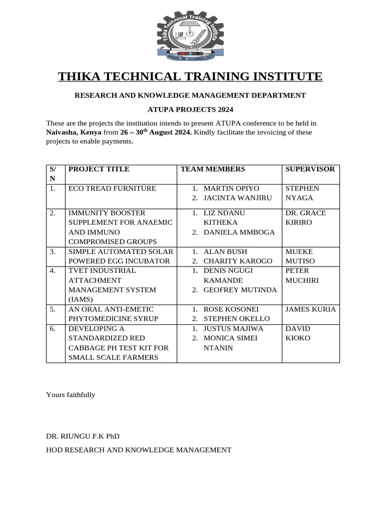 Thika Technical Training Institute | PDF