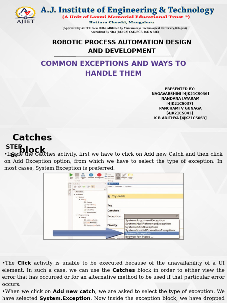 RPA Exception Handling Guide | PDF