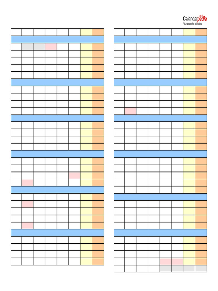 Week Numbers 2025 With Months Landscape | PDF
