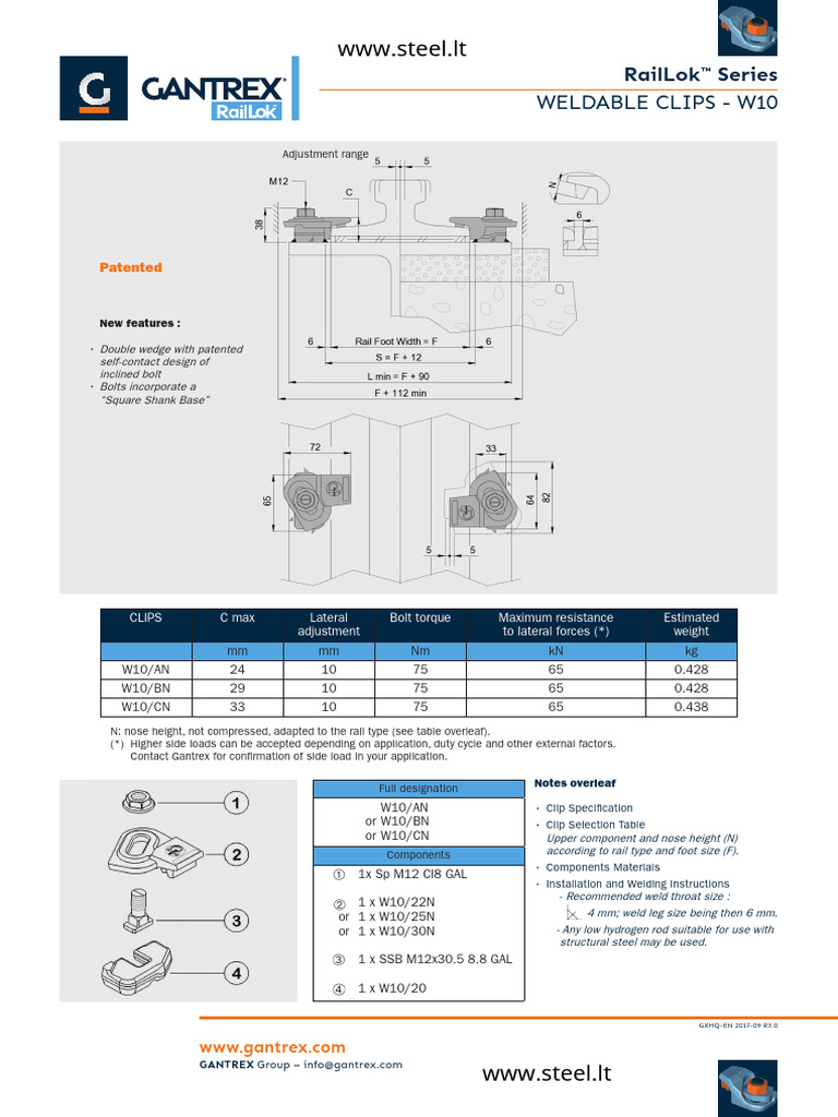 Gantrex Raillok w10 Steel - LT | PDF | Welding | Construction