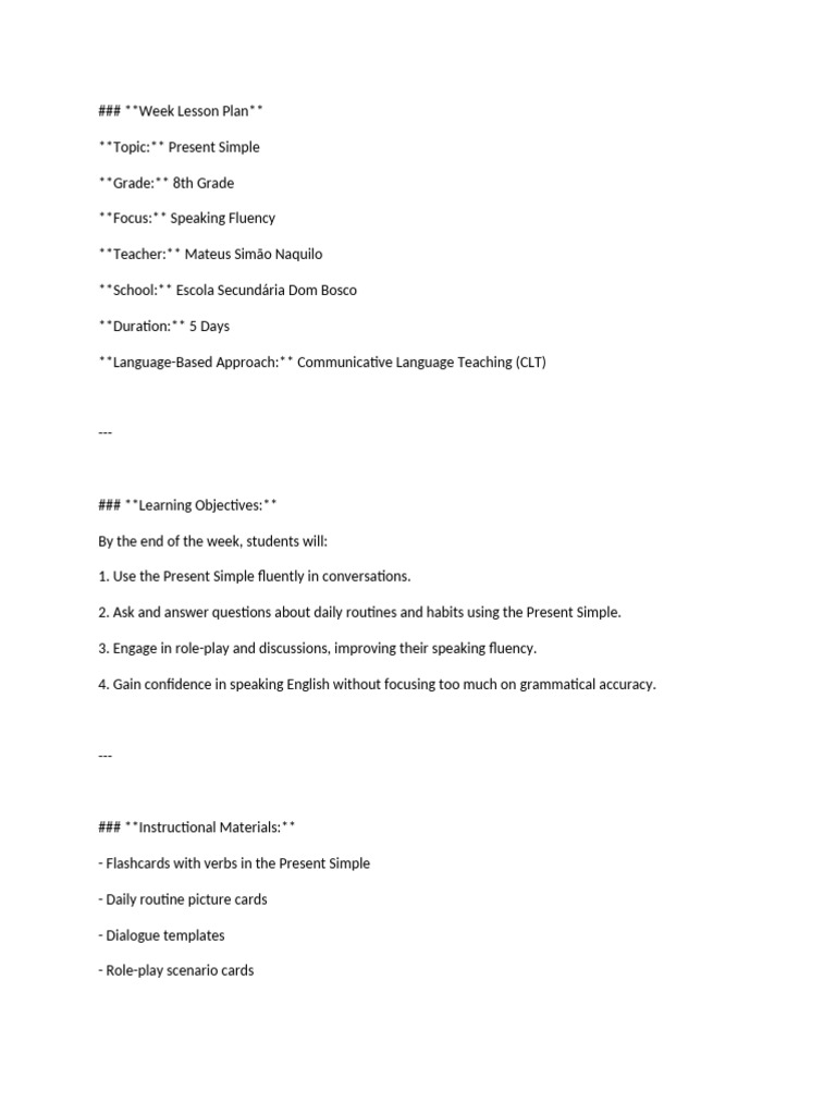 Week Lesson Amade | PDF | Language Education | Human Communication