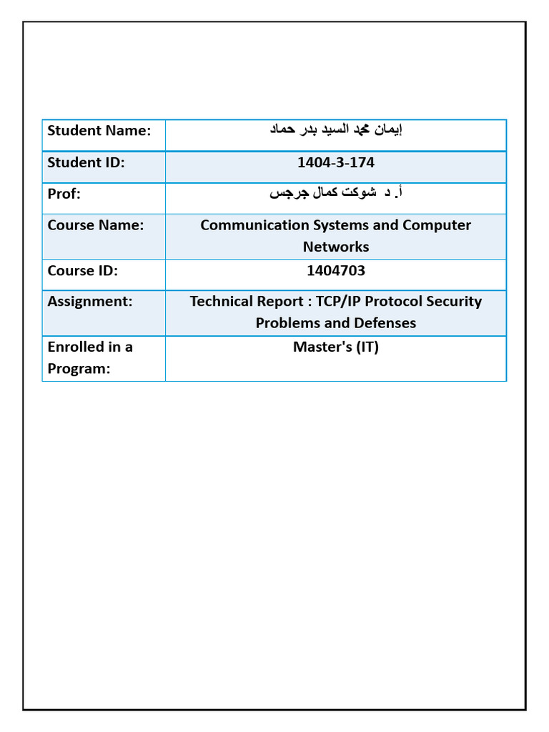 Assignment2 Technical Report | PDF | Denial Of Service Attack | Security