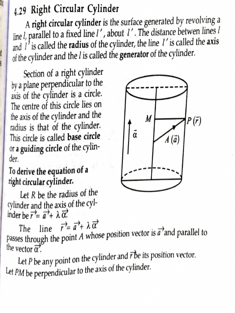 Right Circular Cylinder Equations | PDF | Sphere | Circle