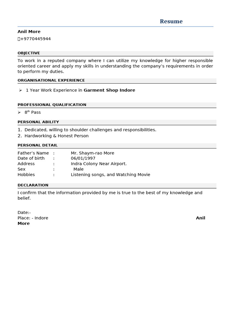 Resume - Anil More | PDF