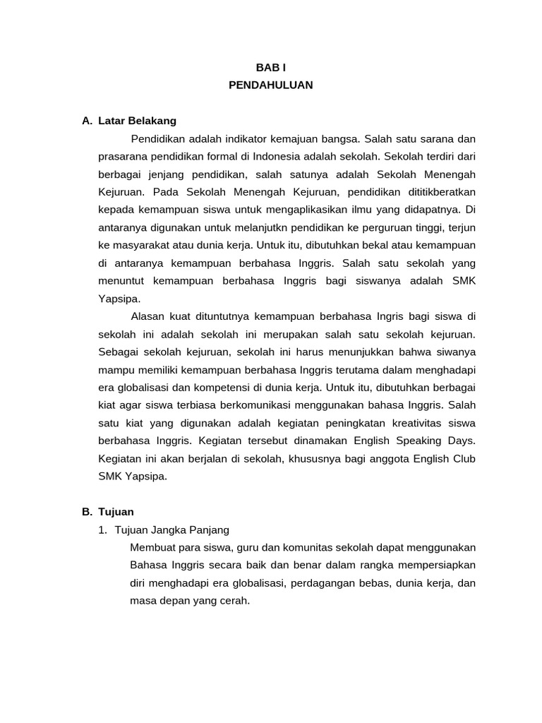 Program Kerja English Club | PDF