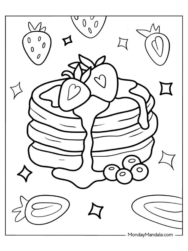 20 Pancake Coloring Pages (Free PDF Printables) | PDF