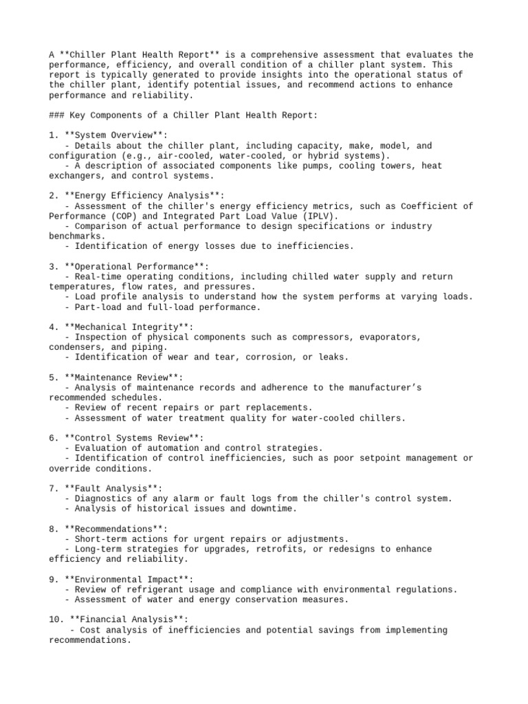Chiller Plant Health Assessment Report | PDF | Home Appliance ...