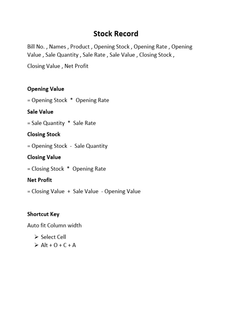 16 Sixteen Day in Computer Class Excel Stock Record or Data Entry | PDF