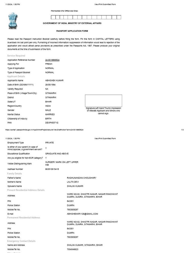 View - Print Submitted Form | PDF | Passport | Justice