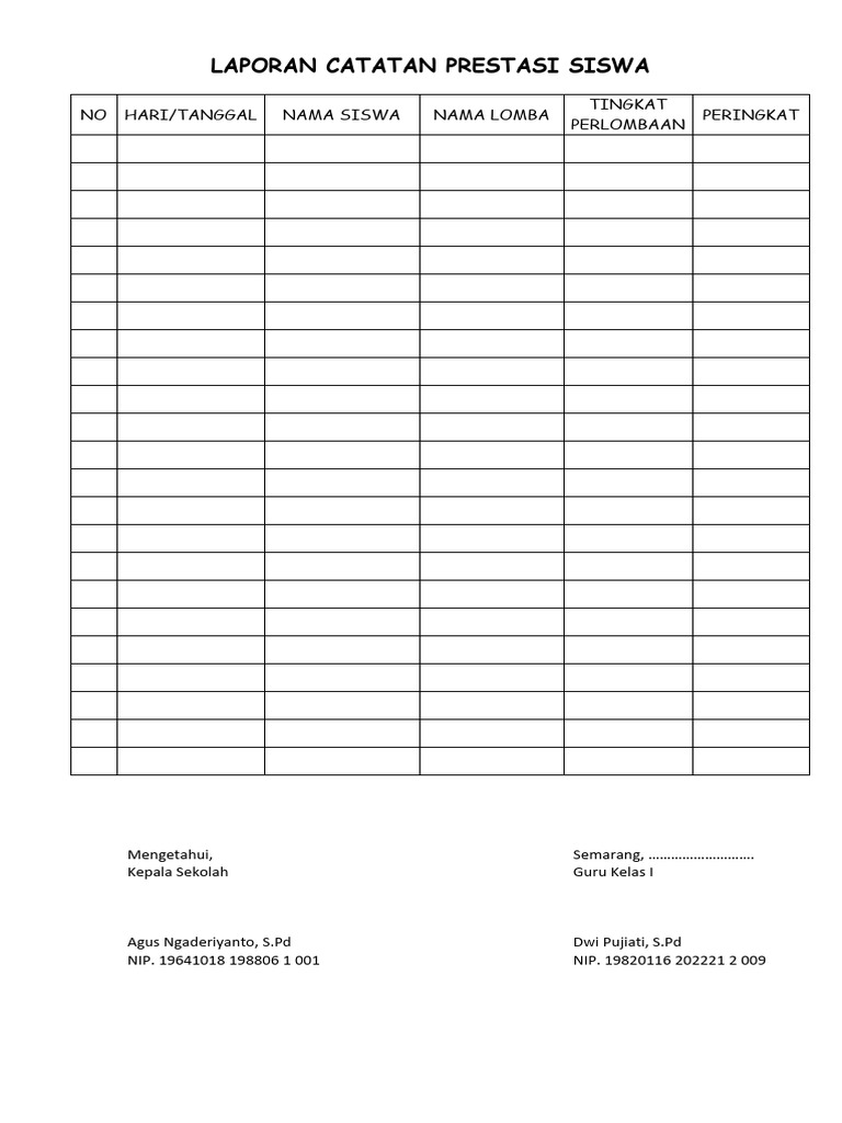 Buku Catatan Prestasi Siswa | PDF