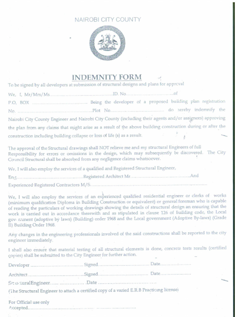 Indemnity Form | PDF