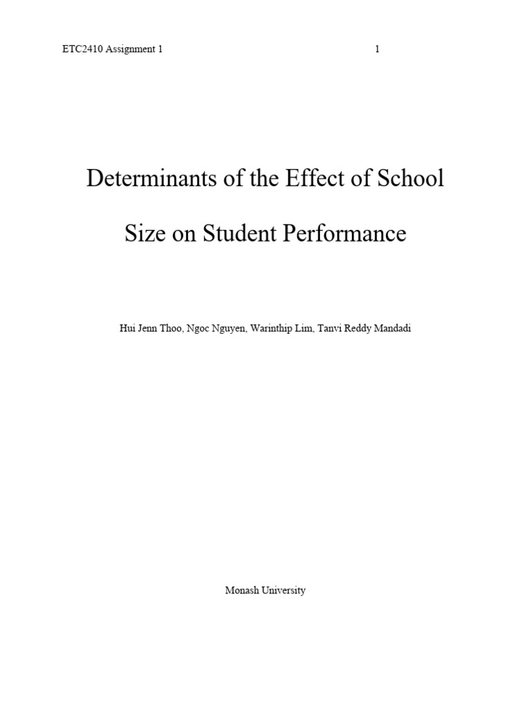 2Determinants of the Effect of School Size on Student Performance | PDF | P Value | Statistical ...