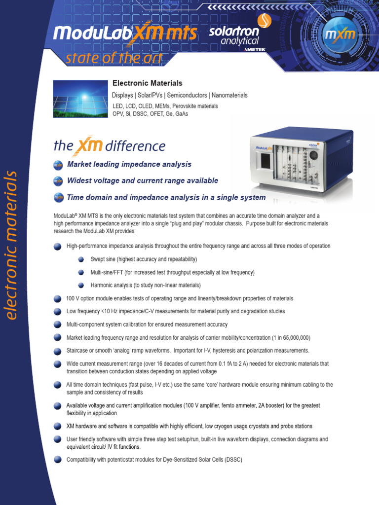Modulab XM Electronic Materials Flyer | PDF | Electrical Impedance | Electrical Engineering