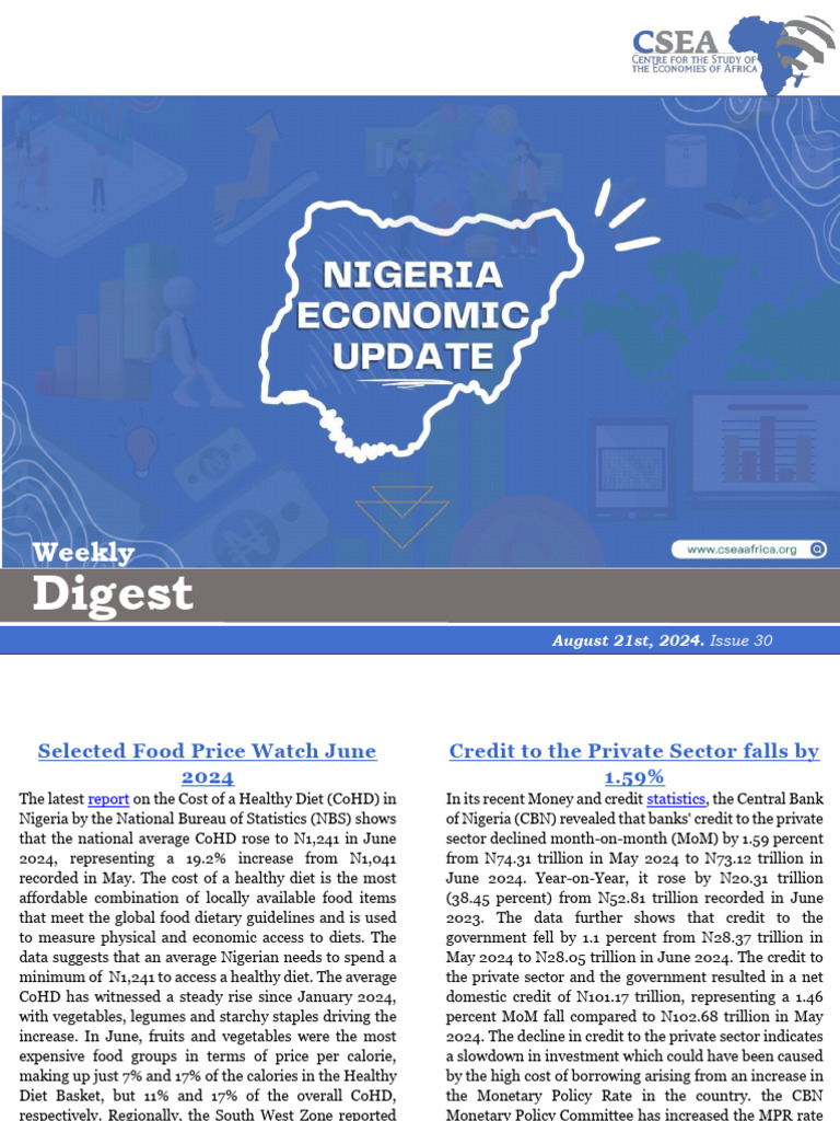 Nigeria Economic Update 20240821 | PDF | Liquefied Petroleum Gas | Inflation