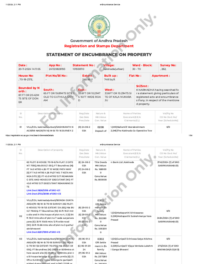 E Encumbrance Service K NARMADHA Pages | PDF
