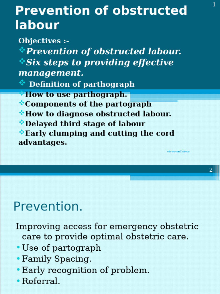 Prevention of Obstructed Labour | PDF | Childbirth | Clinical Trial