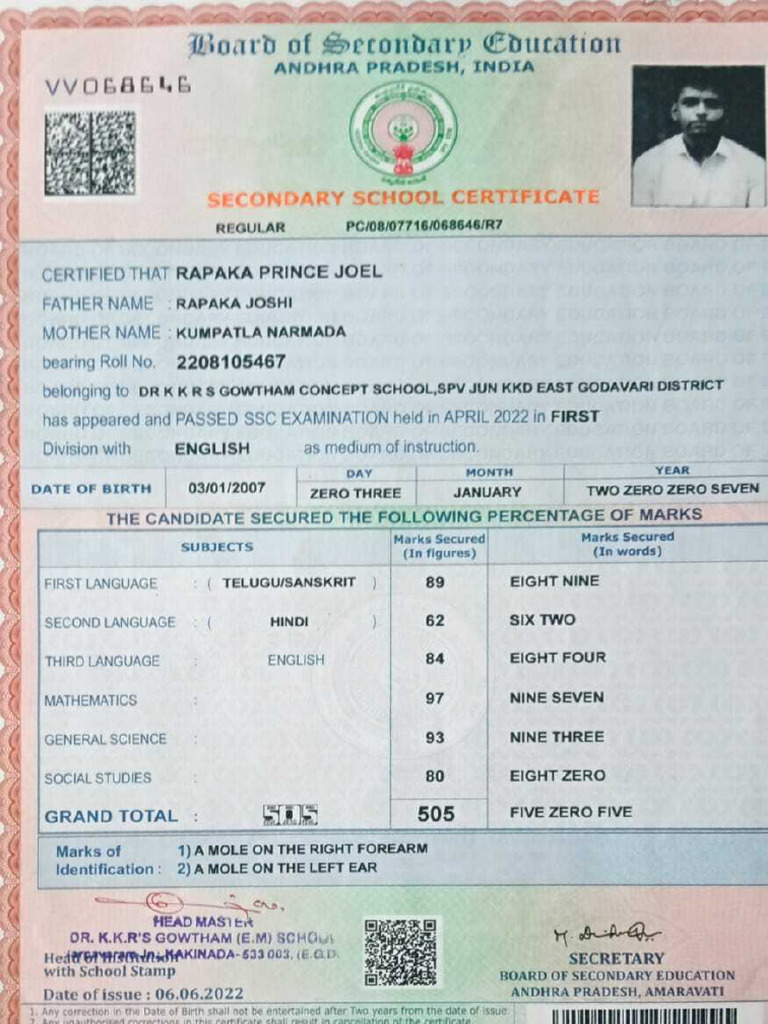 10th Marks Sheet | PDF