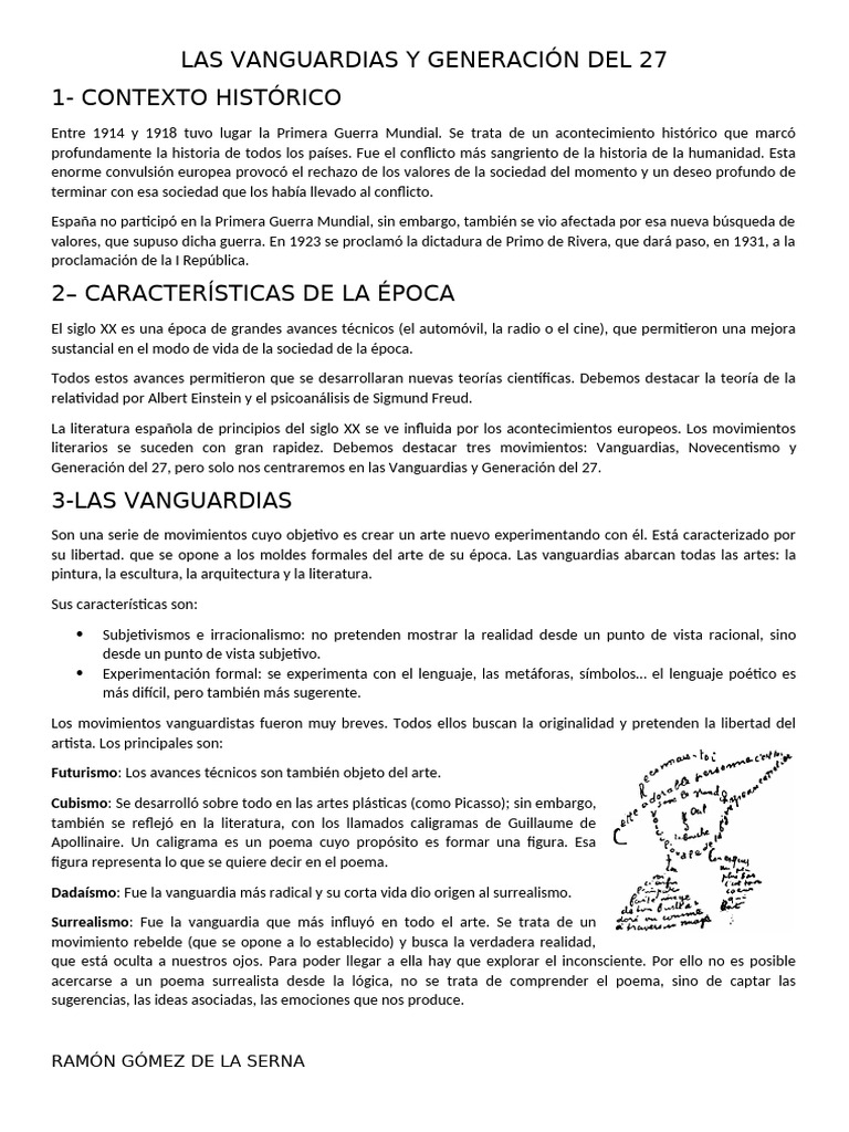 Vanguardias y Generación del 27 | PDF | Federico García Lorca | Vanguardia