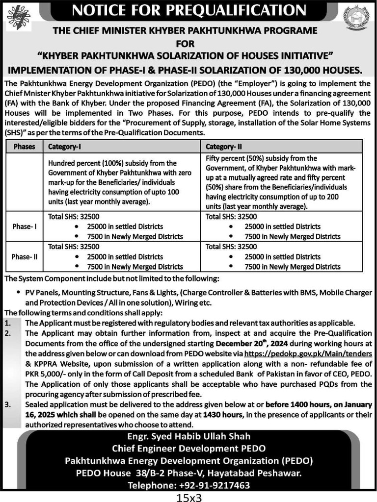 Solarization of Houses in KP | PDF