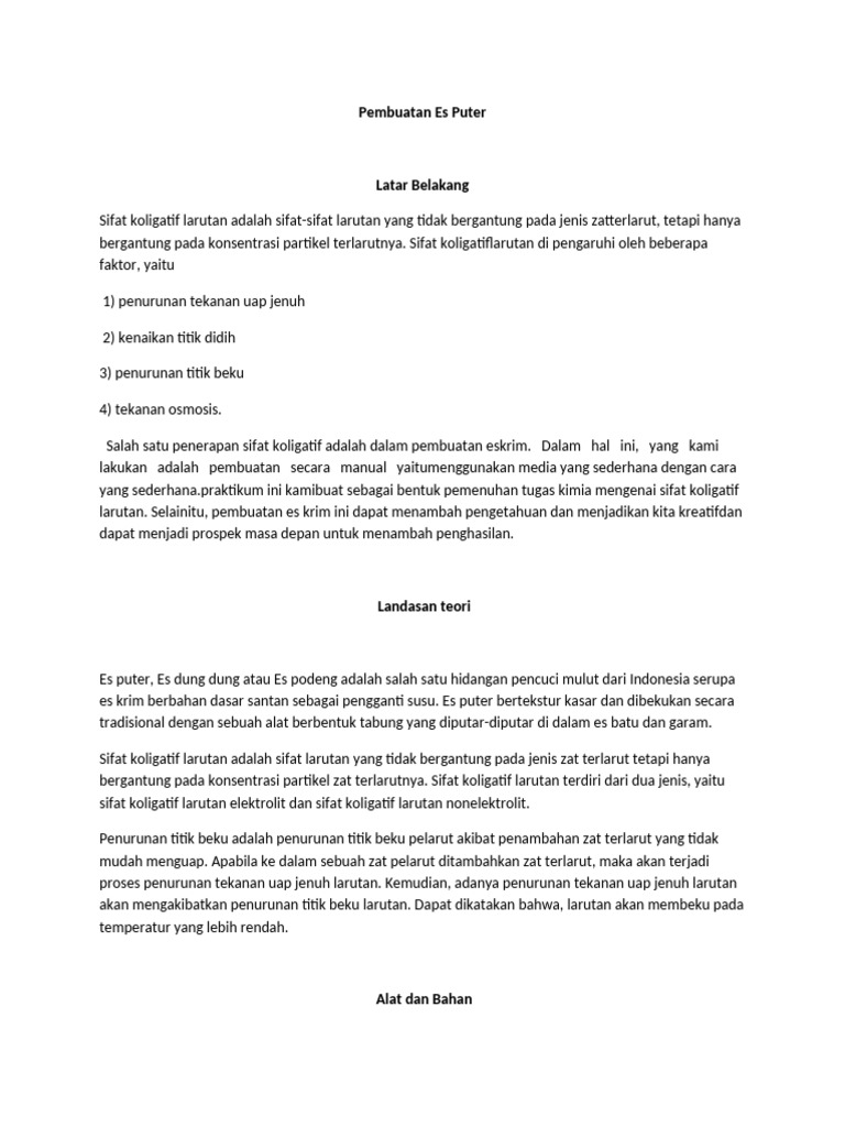 Pembuatan Es Puter | PDF