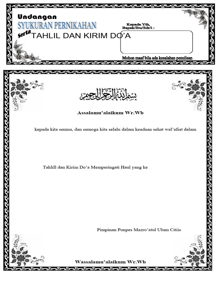 Surat Undangan Haul Ke 17 | PDF
