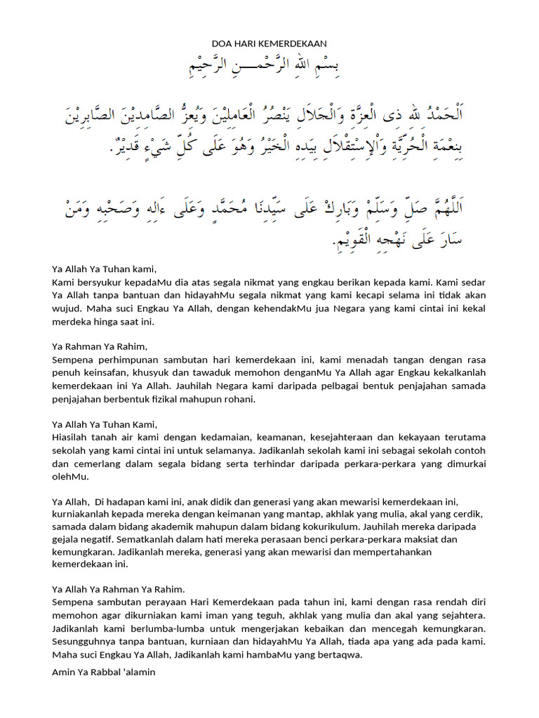 DOA HARI KEMERDEKAAN | PDF