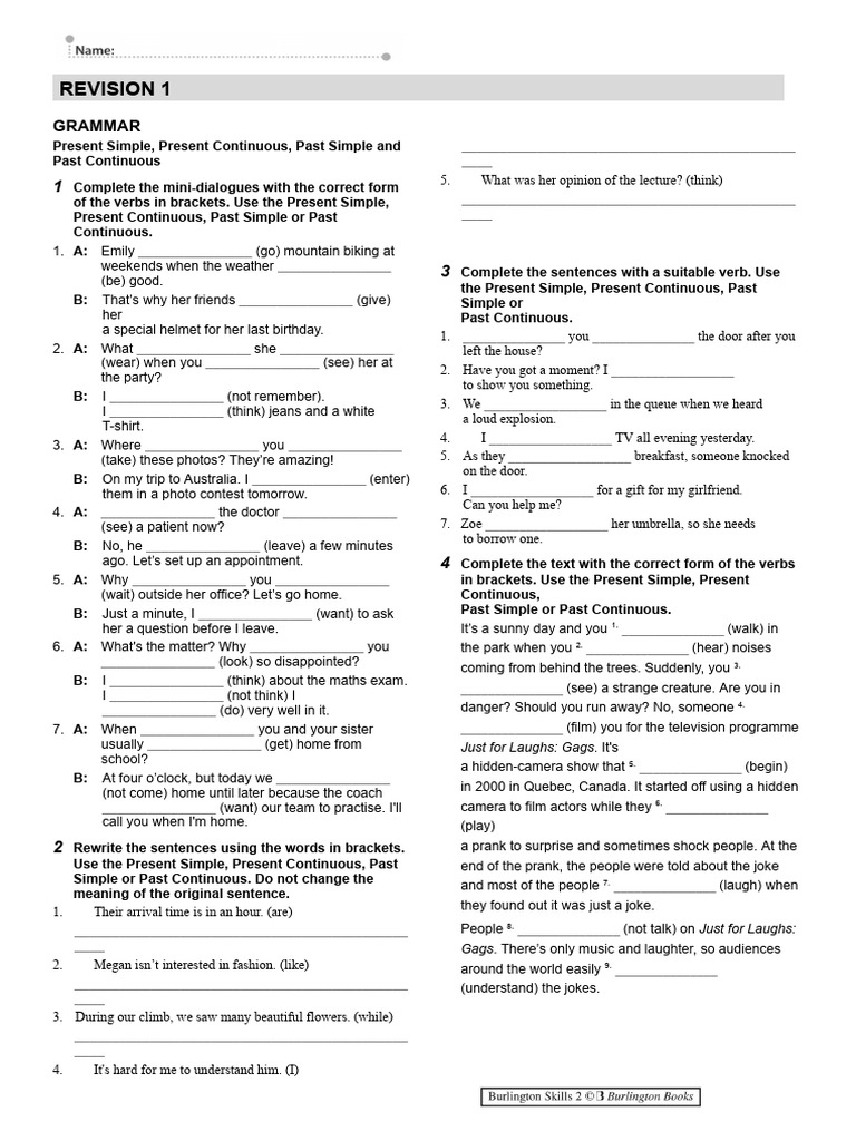 UNIT1 RevisionWorksheet | PDF