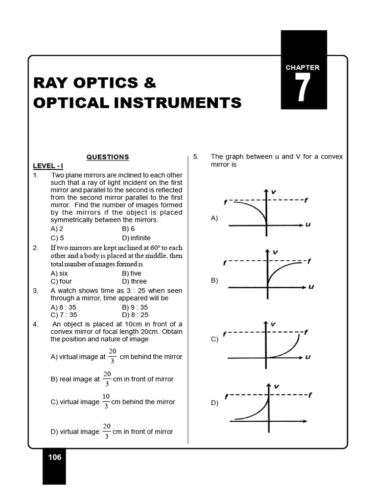 Ray Optics & Optical Instruments (Qns & Soln.) | PDF | Mirror | Refraction