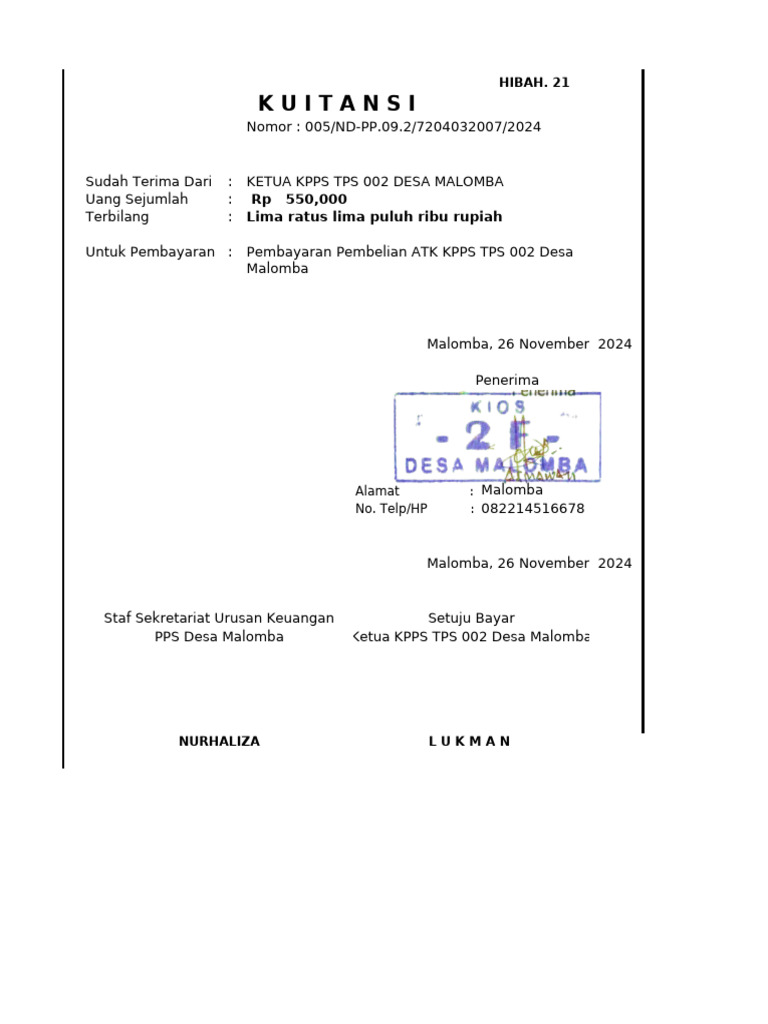 Kwitansi KPPS | PDF
