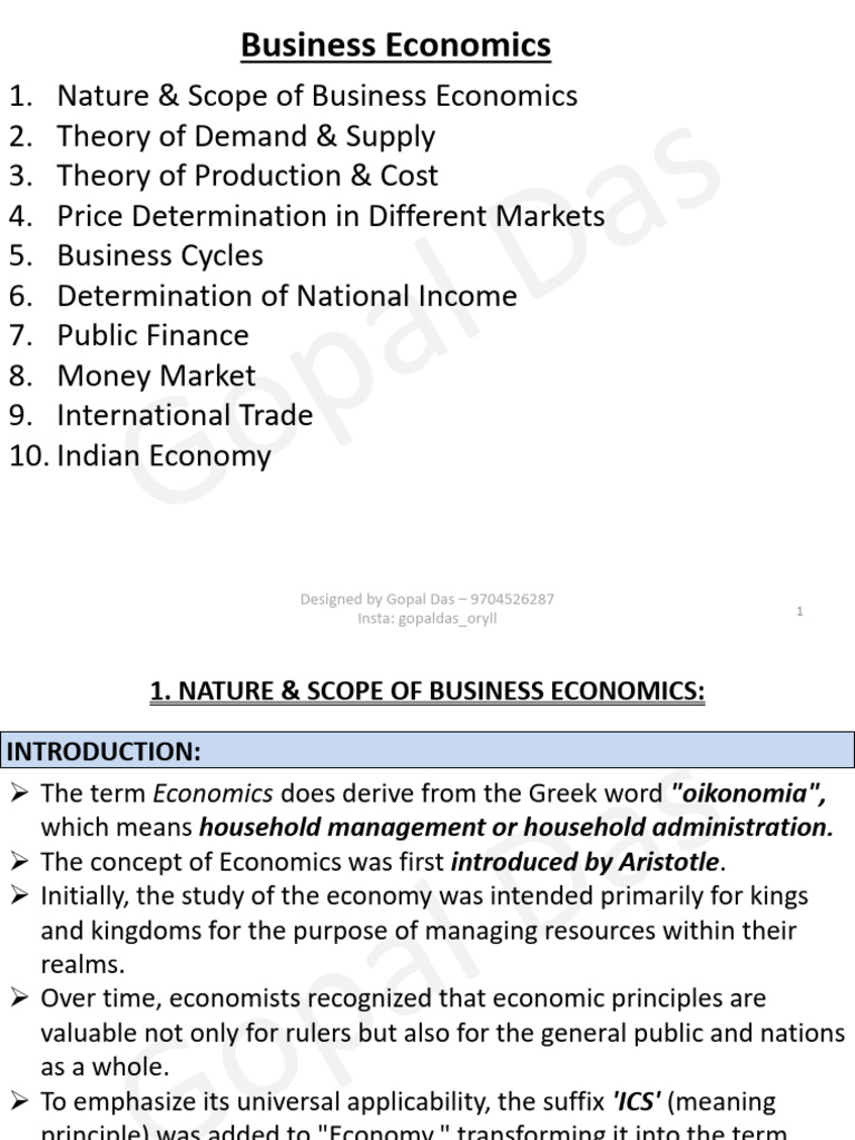 Nature and Scope of Business Economics | PDF | Economics | Microeconomics