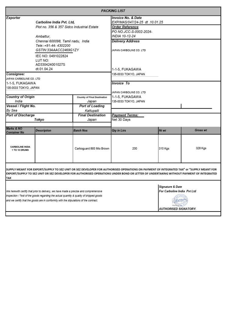 PACKING LIST _ 047 | PDF | Freight Transport | Shipping