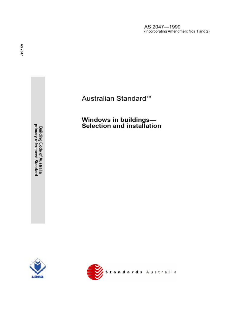 2047-1999 Windows in Buildings - Selection and Installation | PDF