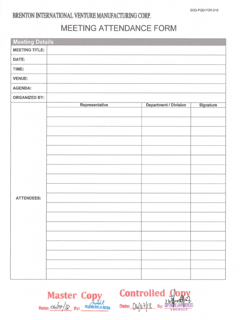 Meeting Attendance Form | PDF