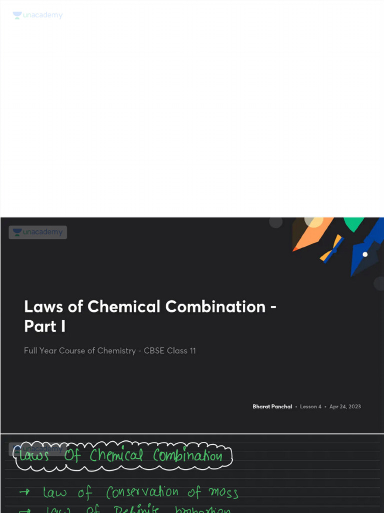 Laws of Chemical Combination Part I | PDF