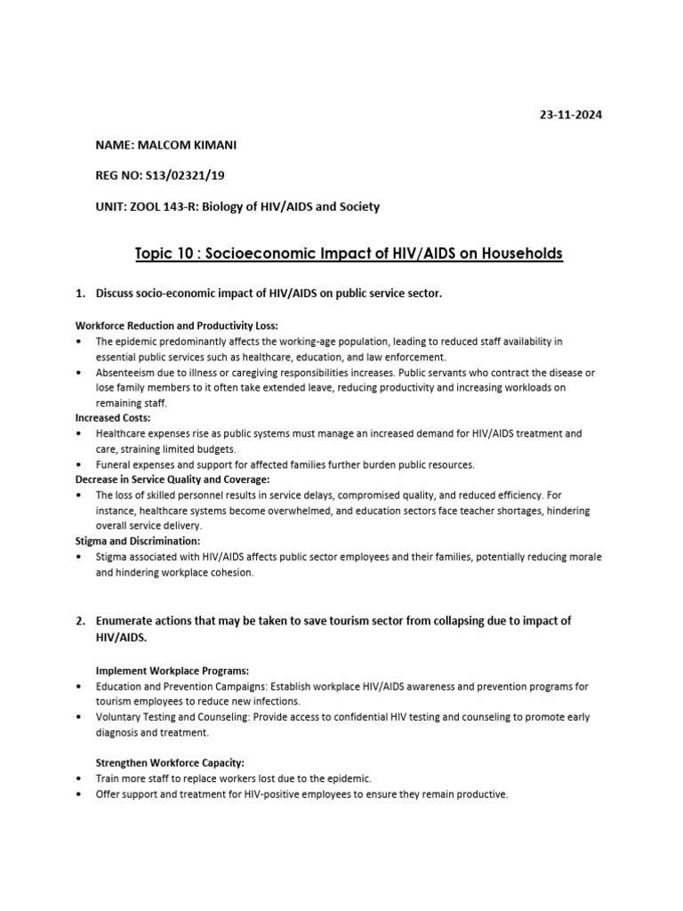 Topic 10 Assignment (Malcom Kimani) | PDF | Hiv/Aids | Preventive ...
