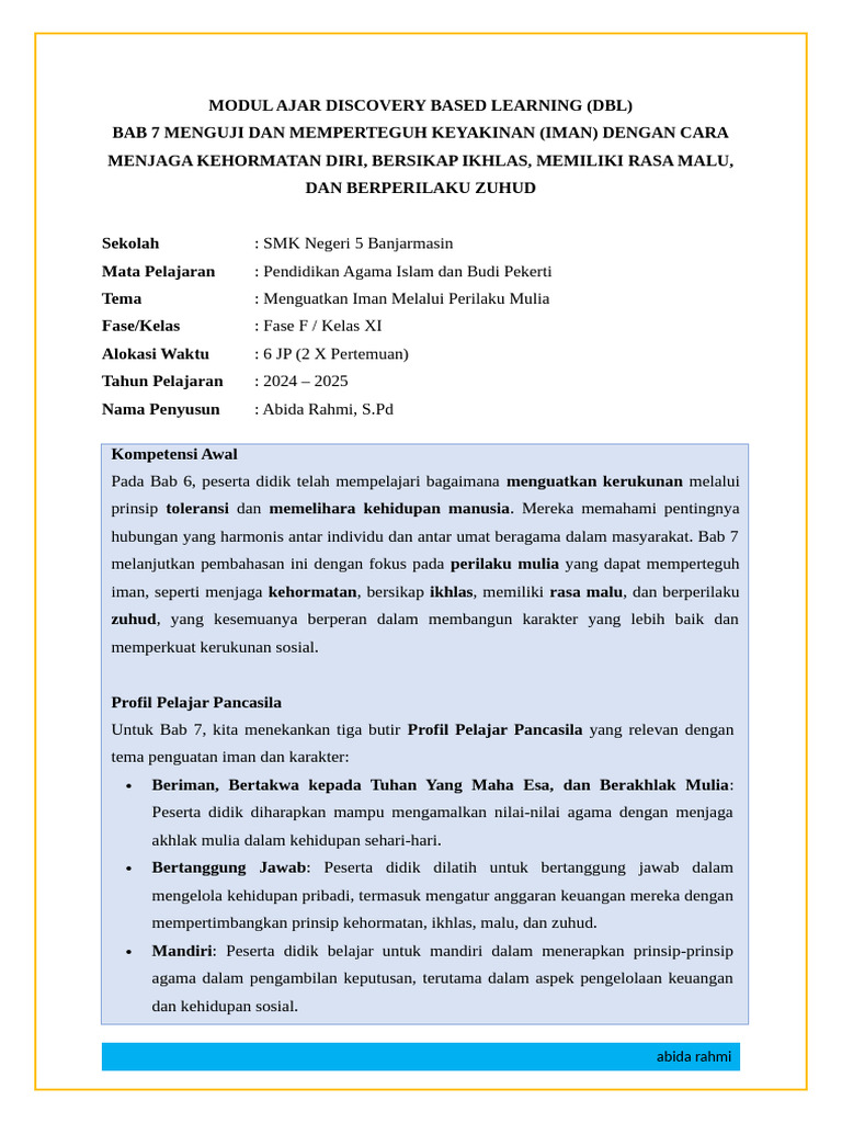 Tugas 8 - Penyusunan Modul Ajar DBL | PDF