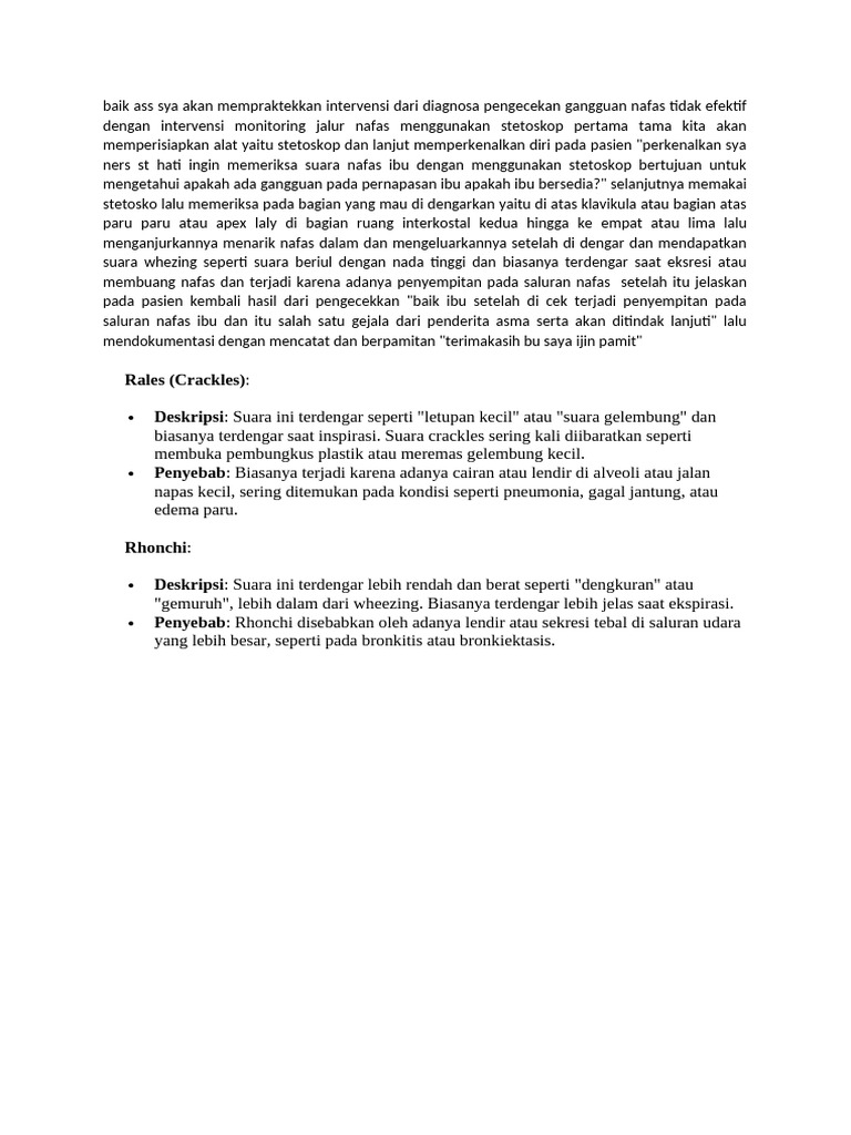 Rales (Crackles) Deskripsi | PDF