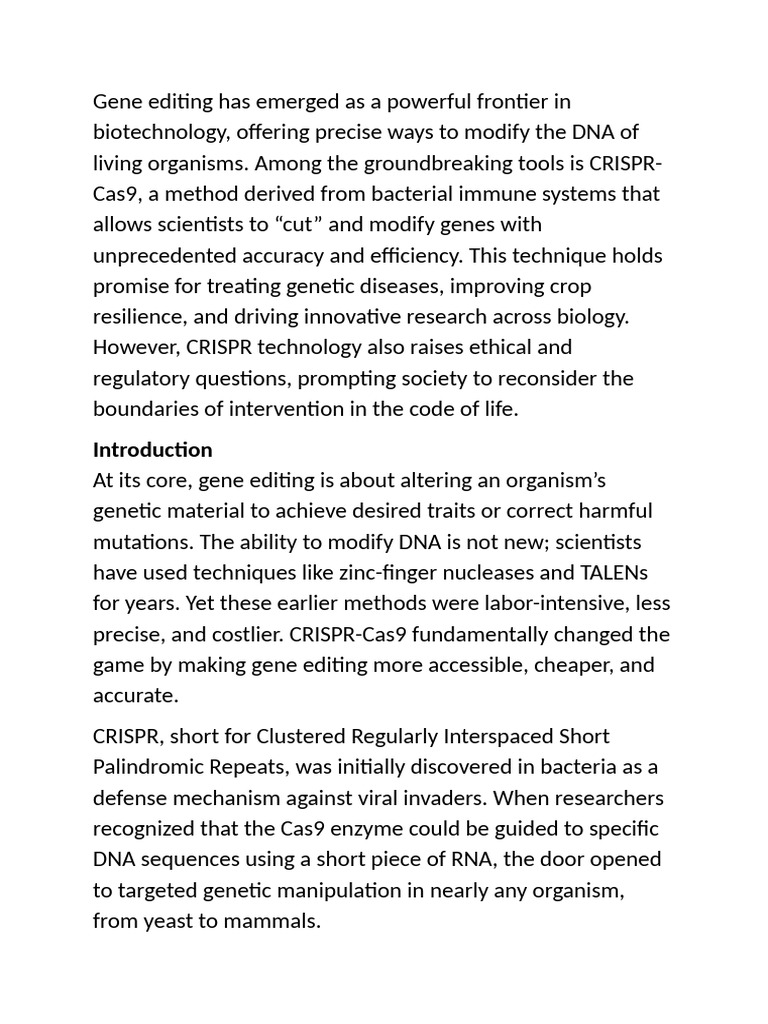 Gene Editing and Crispr Technology | PDF | Crispr | Genetic Engineering