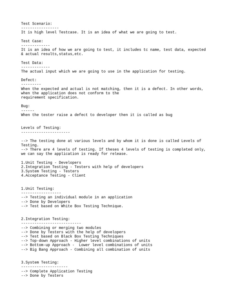 4.Levels of Testing | PDF