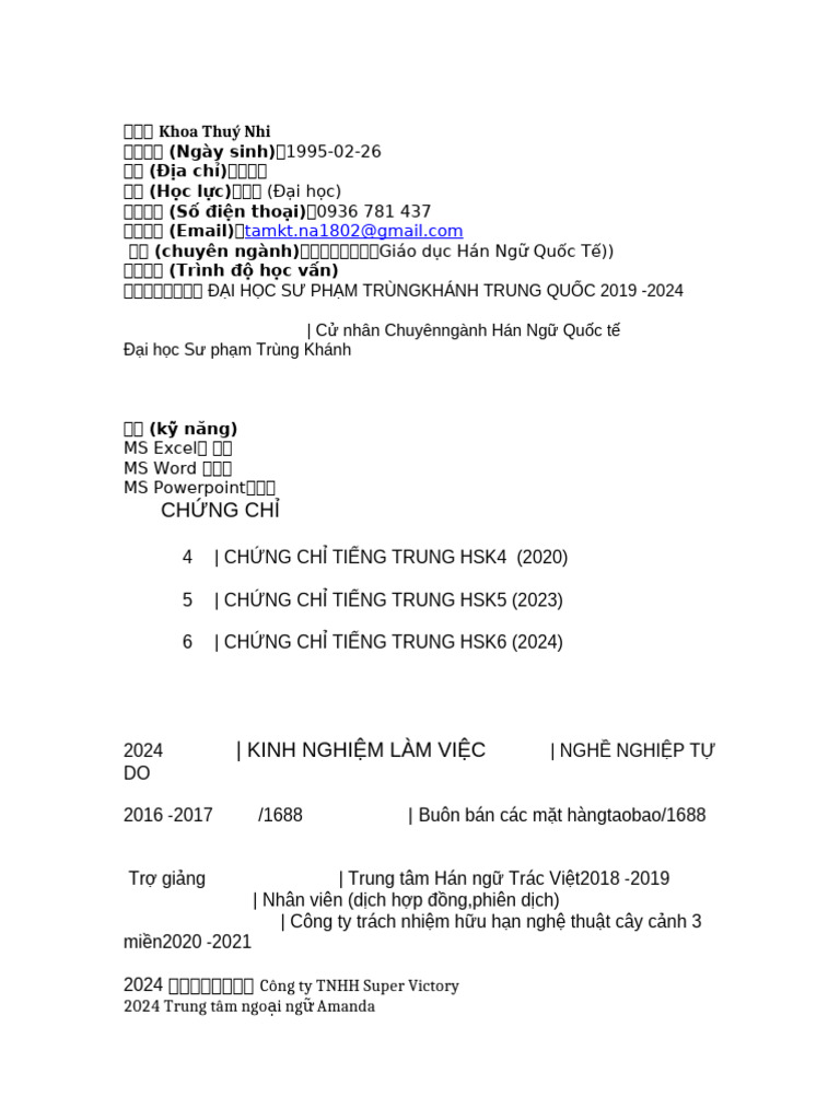 hướng dẫn viết cv song ngữ | PDF