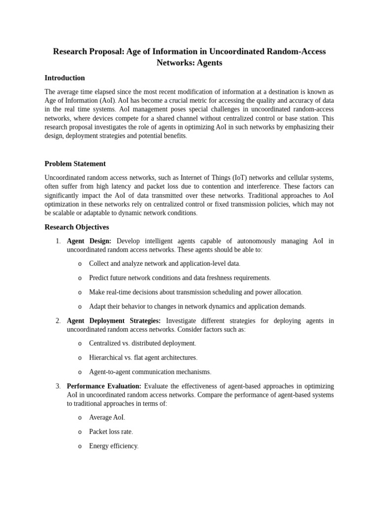 Research Proposal AI | PDF | Computer Network | Agent Based Model