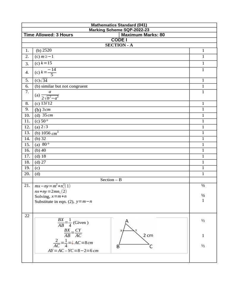 STD.X Maths Standard Ms Code 1 | PDF | Mathematics | Geometric Measurement