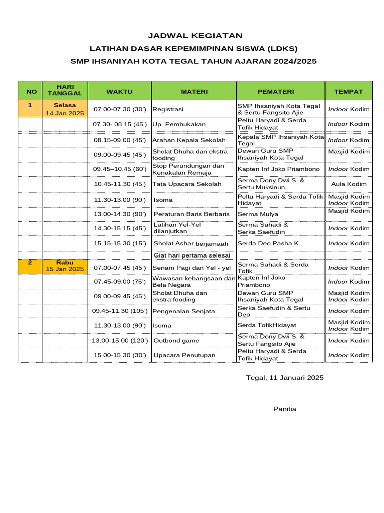 JADWAL LDK 2025 | PDF
