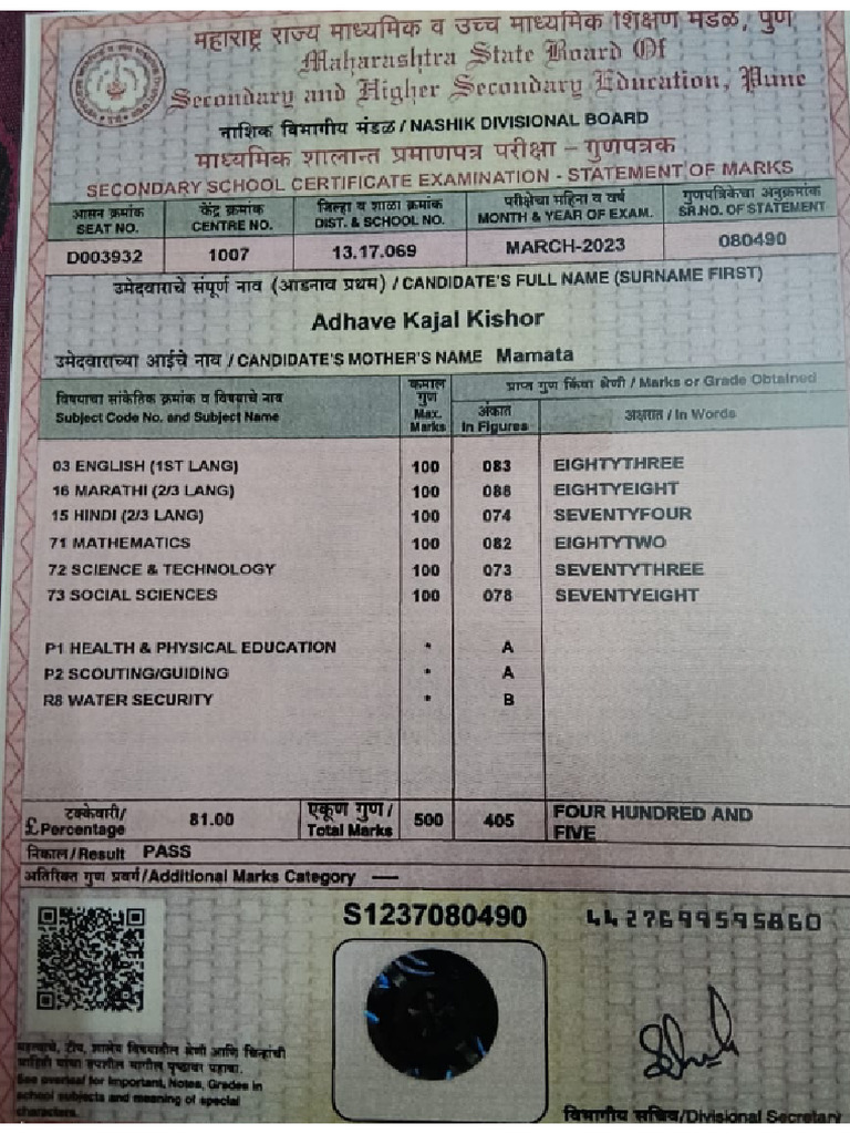 SSC Marksheet | PDF