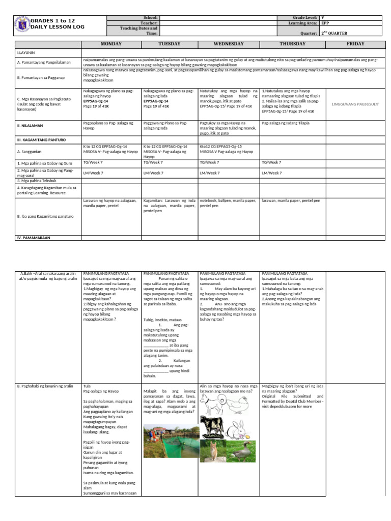 DLL - Epp 5 - Q2 - W7 | PDF