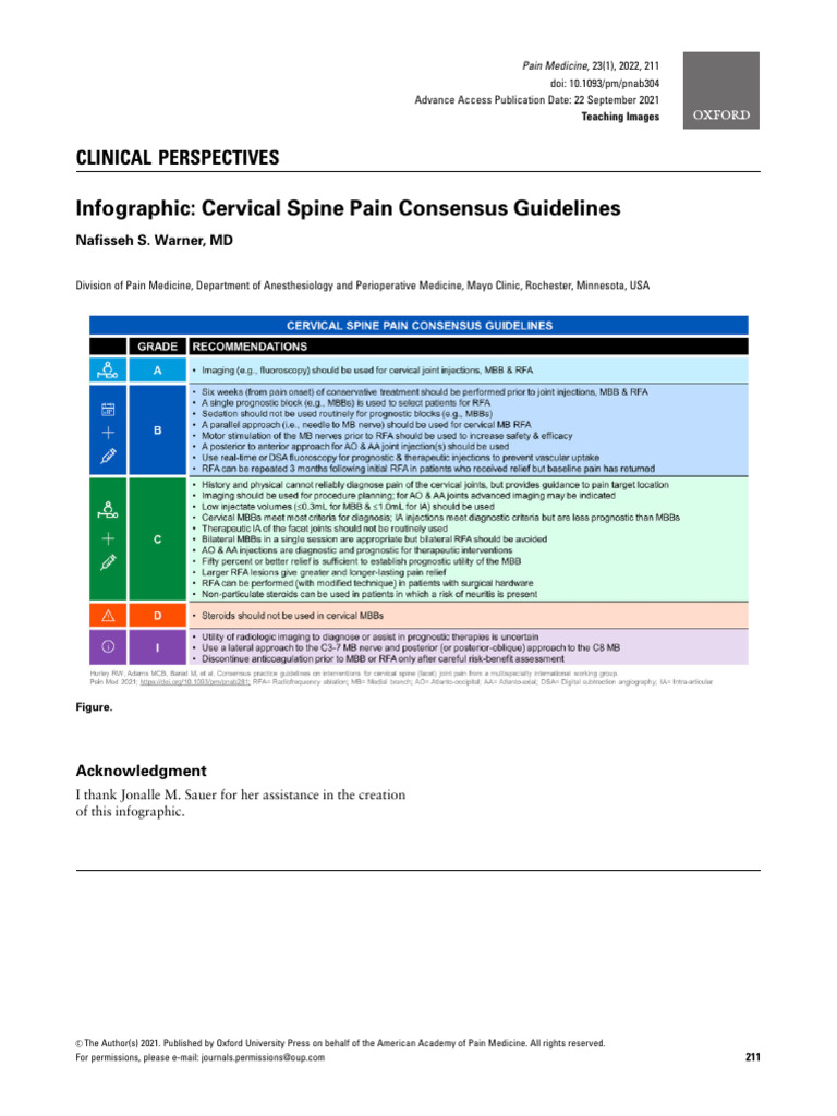 Infographic Cervical Spine Pain Consensus Guidelines | PDF