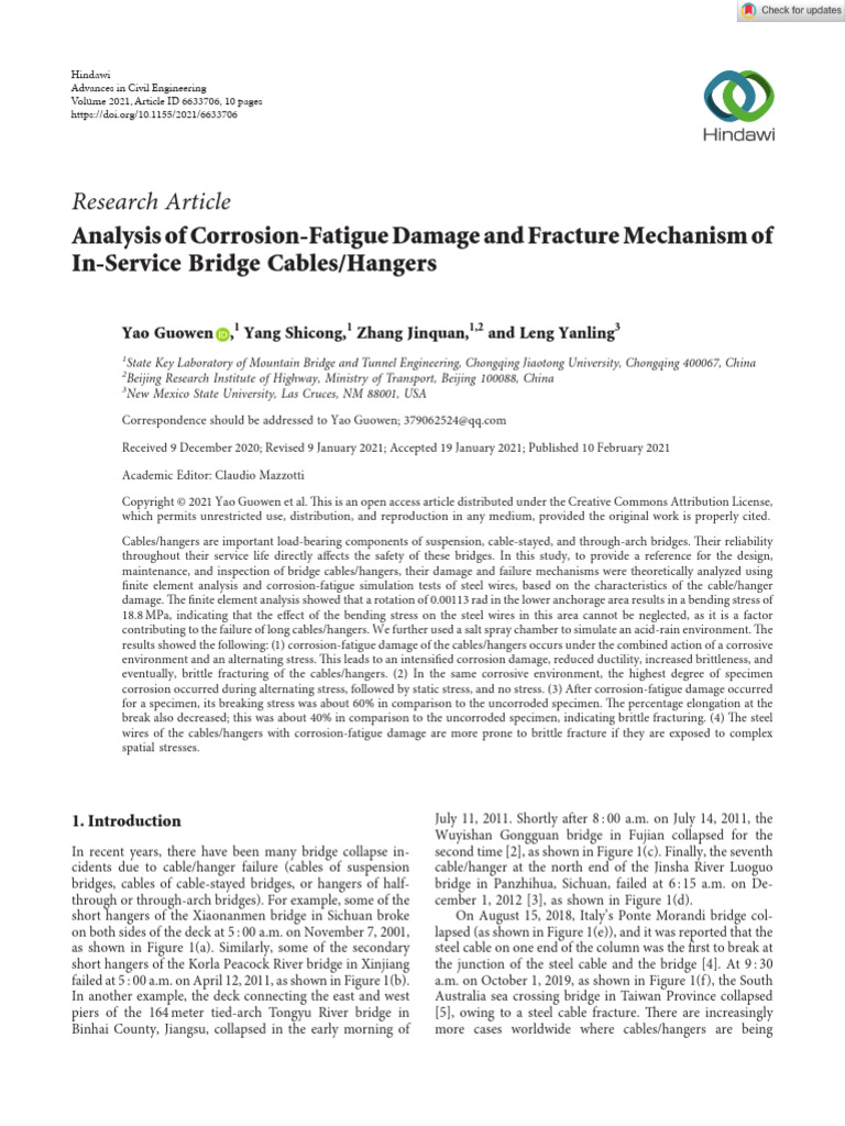 Advances in Civil Engineering - 2021 - Guowen - Analysis of Corrosion ...