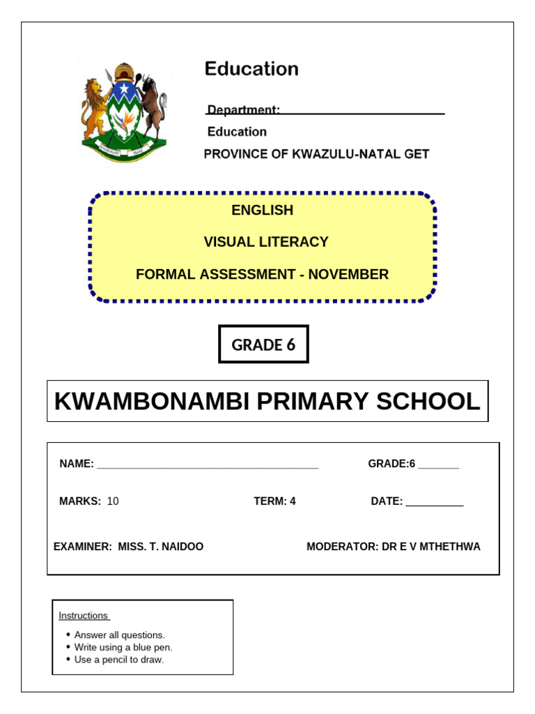 Grade 6 Visual Literacy Assessment | PDF